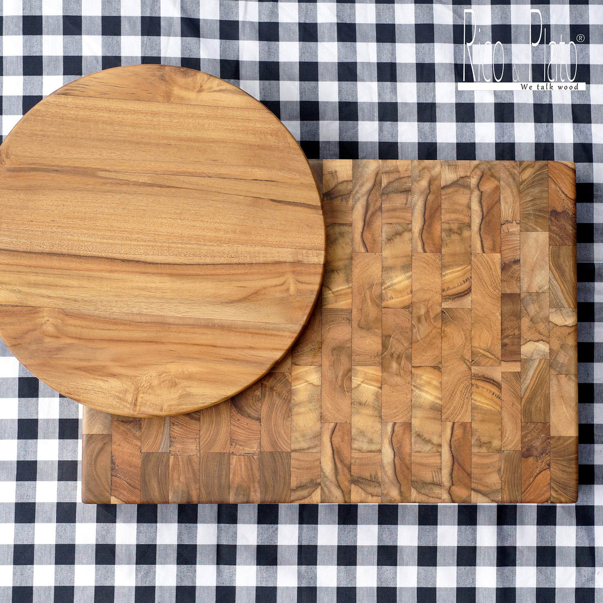Dukkah Teak End Grain Cutting Board with Round Plate – Rico & Plato